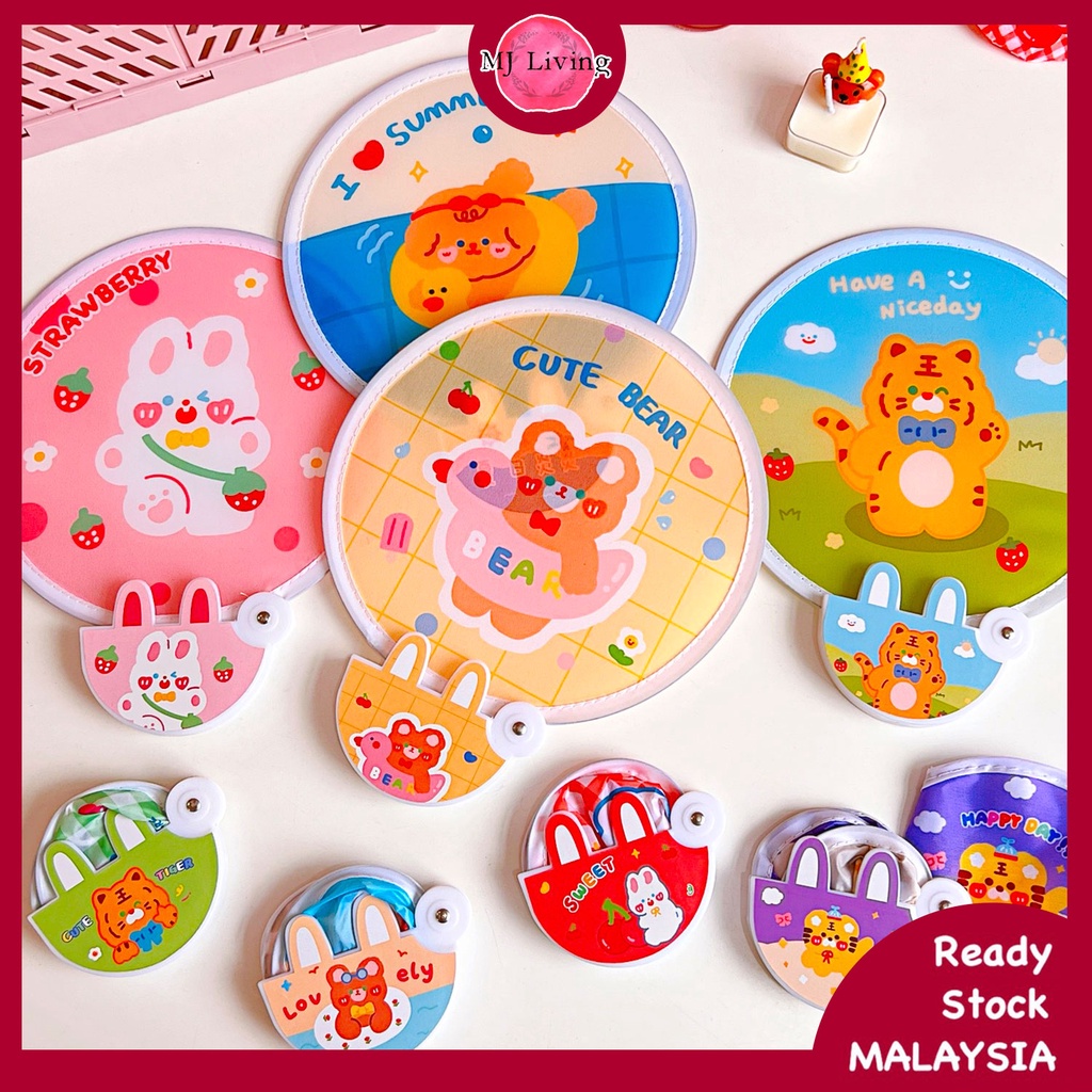 Mini Cute Foldable Fan Portable Round Folding Fan Japanese Style ...