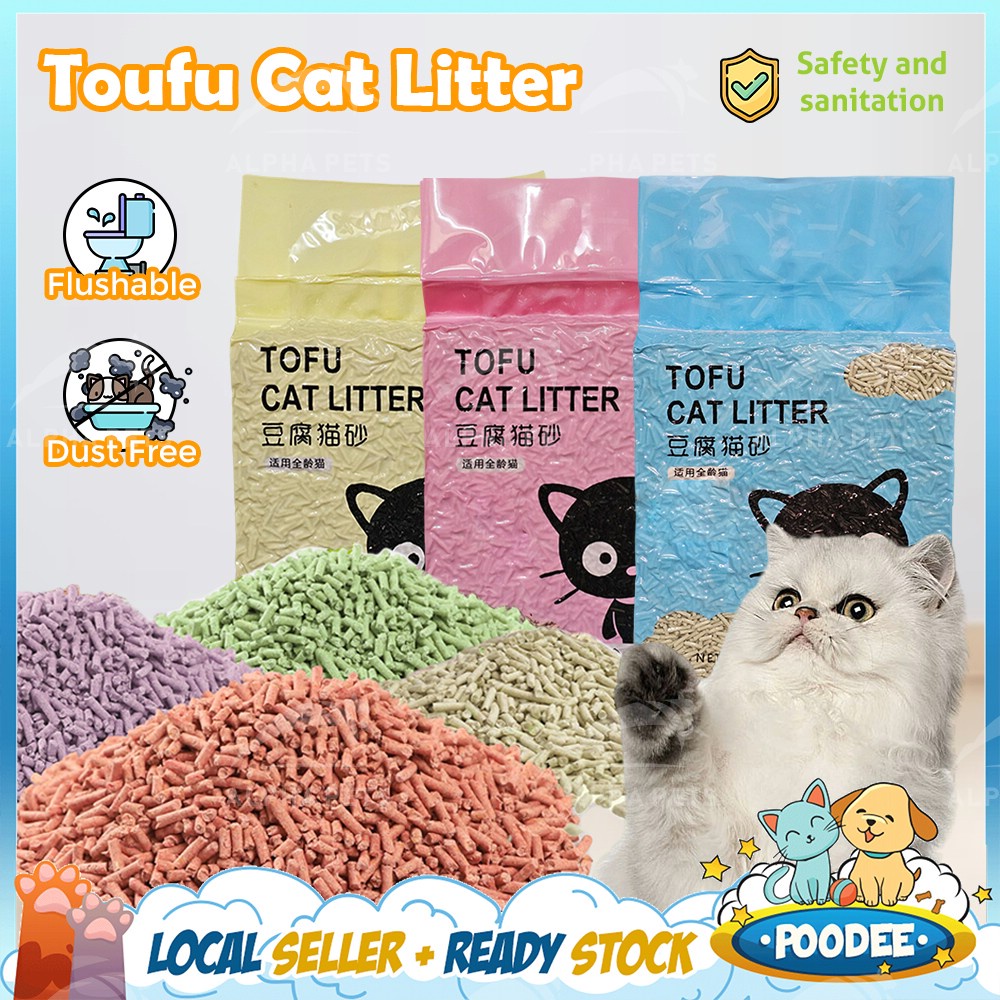 POODEE Super Clumping Natural Cat Litter Tofu 6L Pasir Kucing Toufu ...