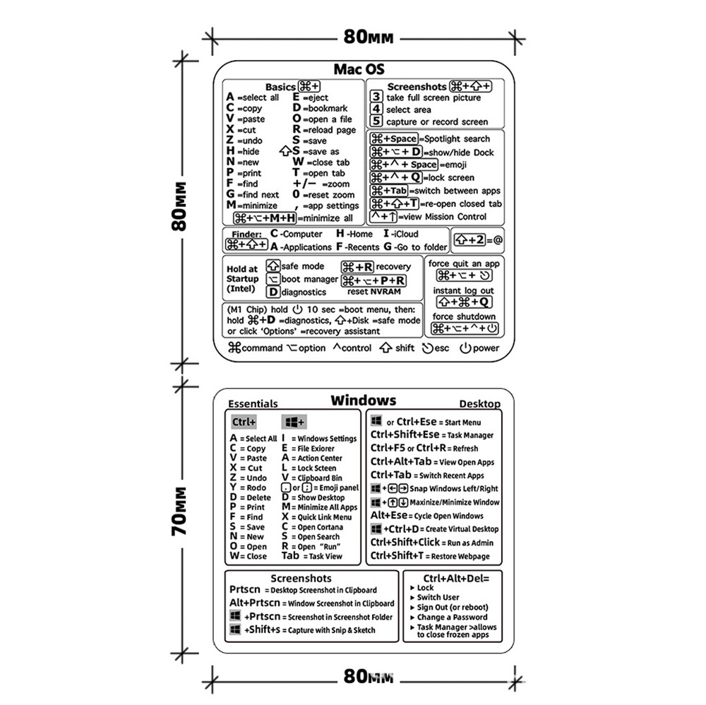 1Pcs Windows PC Reference Keyboard Shortcut Sticker Adhesive for PC ...