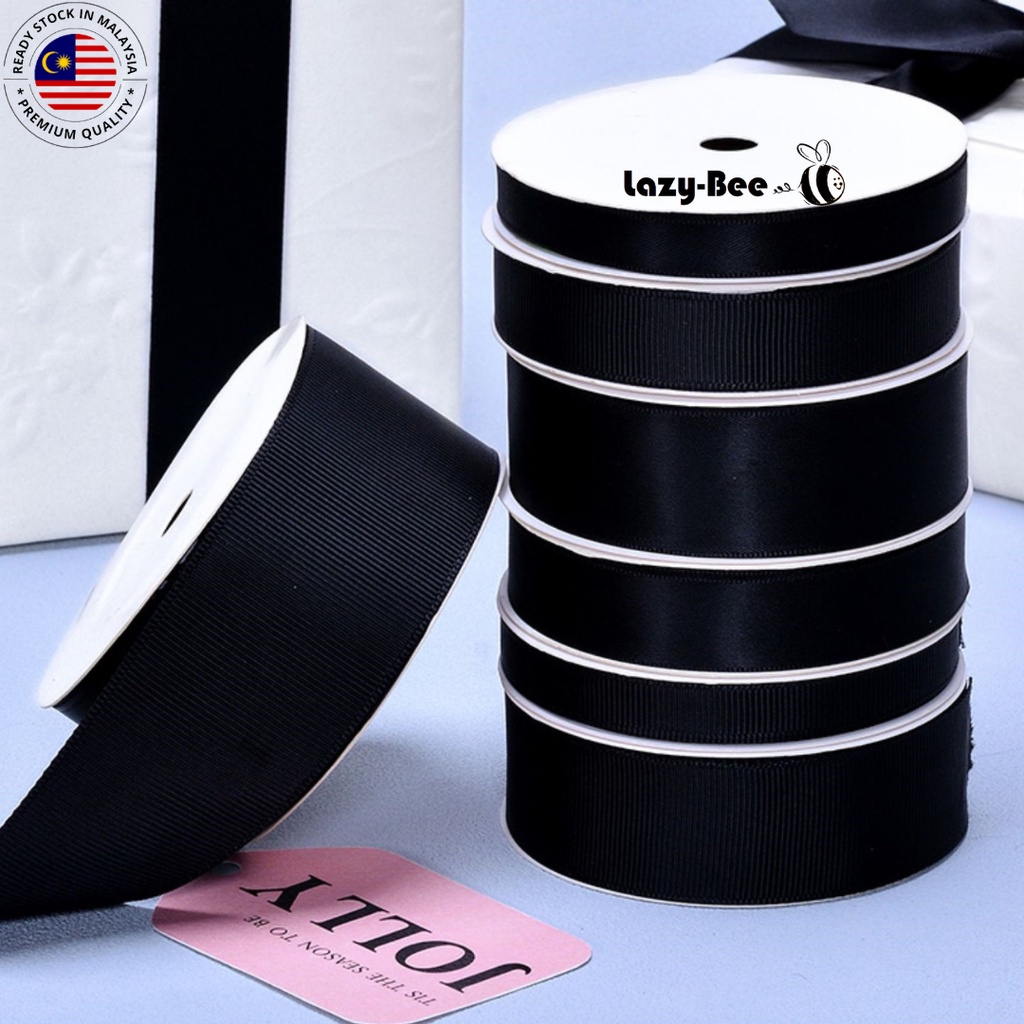 LAZY BEE BLACK HITAM 5 meter Premium Grosgrain Ribbon Craft Bow knot ...