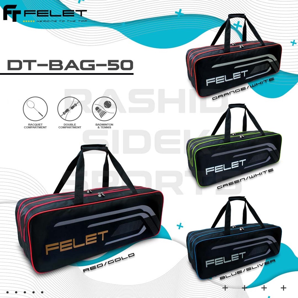 FELET Double Bag 50 DT-BAG-50 2 Zip Rackets Bag Badminton Raket Beg ...