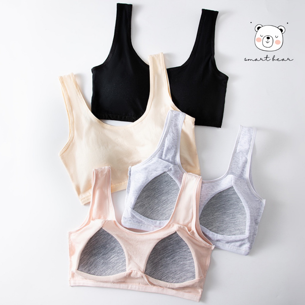 ⭐MY SMART BEAR⭐Teenage Girl Cotton Training Bra Student Bra Fixed Pad ...