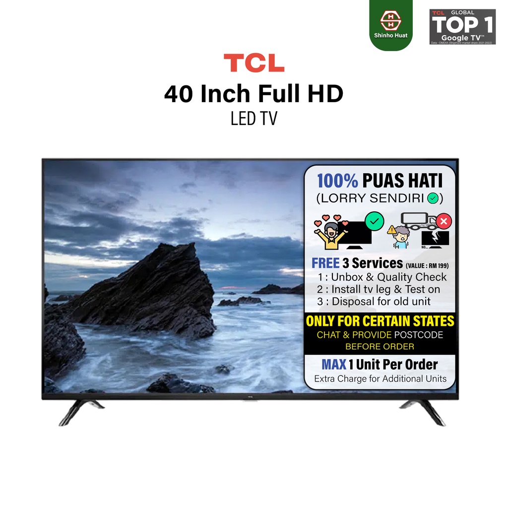 TCL 40 Inch Full HD LED TV 40D3000 | Shopee Malaysia