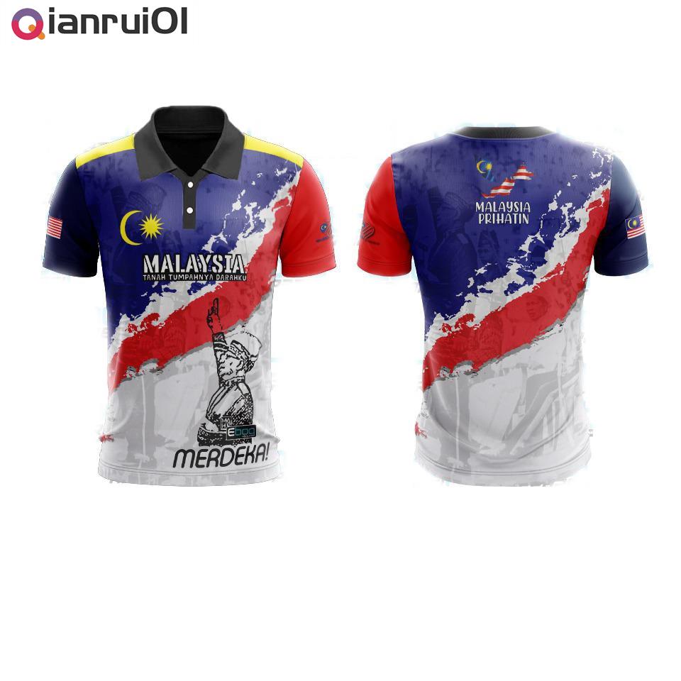 (Qianrui01) [Ready Stock] Baju Merdeka Biru Eboq Sublimation / Big Size ...