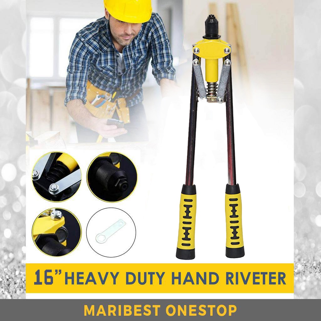 16” Heavy Duty Long Arm Hand Riveter Pop Rivet Manual Two Handed Tools ...