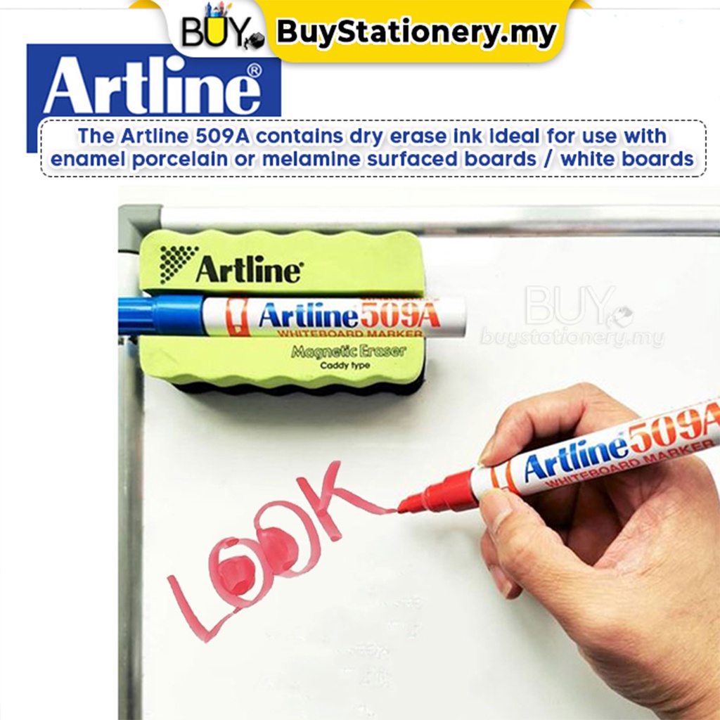 Artline 509A Whiteboard Marker Pen Refillable Green Blue Black Red ...