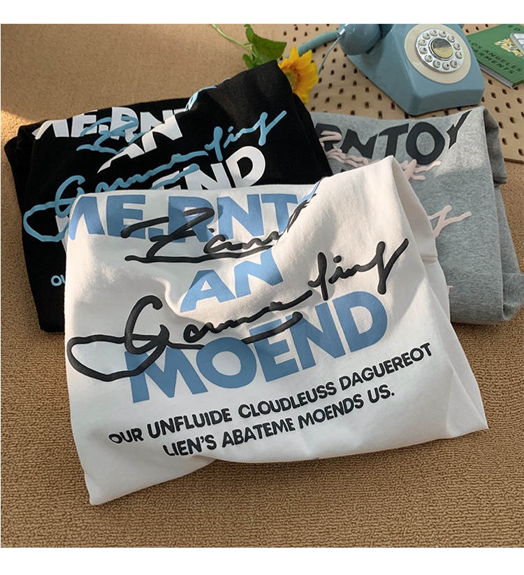 Women T-shirt Letter Print Round Neck Student Shirt Oversize Short-sleeved Summer Woman Tshirt ...