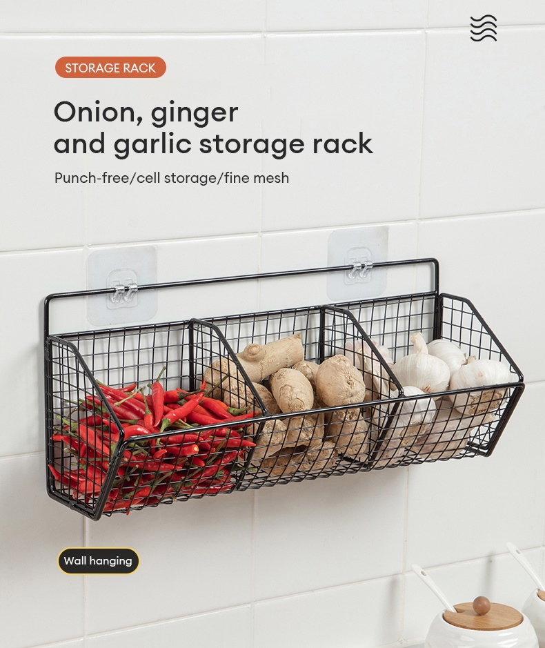 Wall mounted onion and ginger seasoning storage rack in household ...