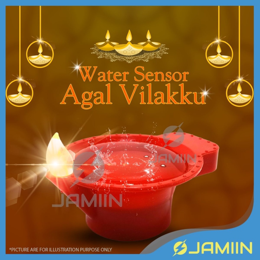 [1PC] LED FLAMELESS Diya Light Water Sensor Agal Vilakku Button Battery ...