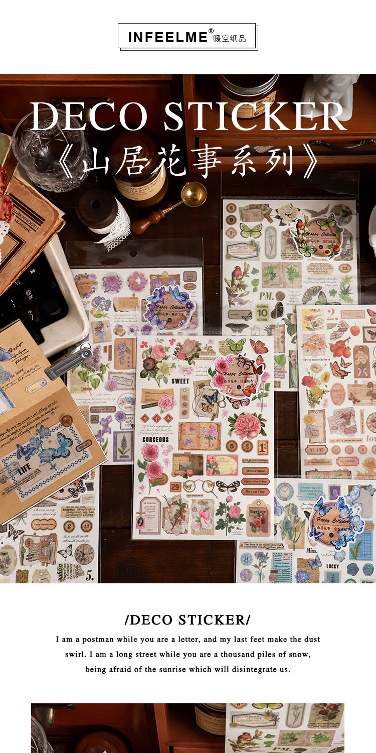 Journamm Floral Stickers Creative Scrapbook Supplies Collage Junk ...