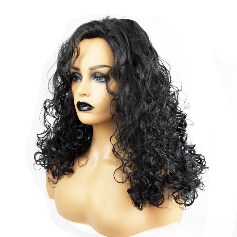Wig woman European and American fashion long curly hair free split ...