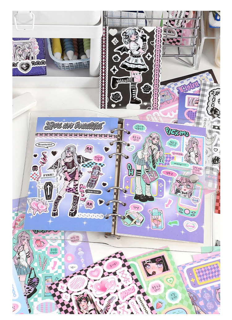 PaperMore贴纸本 电音少女系列 卡通 可爱 少女 DIY 搭配日记素材墙贴20张入PaperMore Sticker Book Electronic Music Girl Series ...