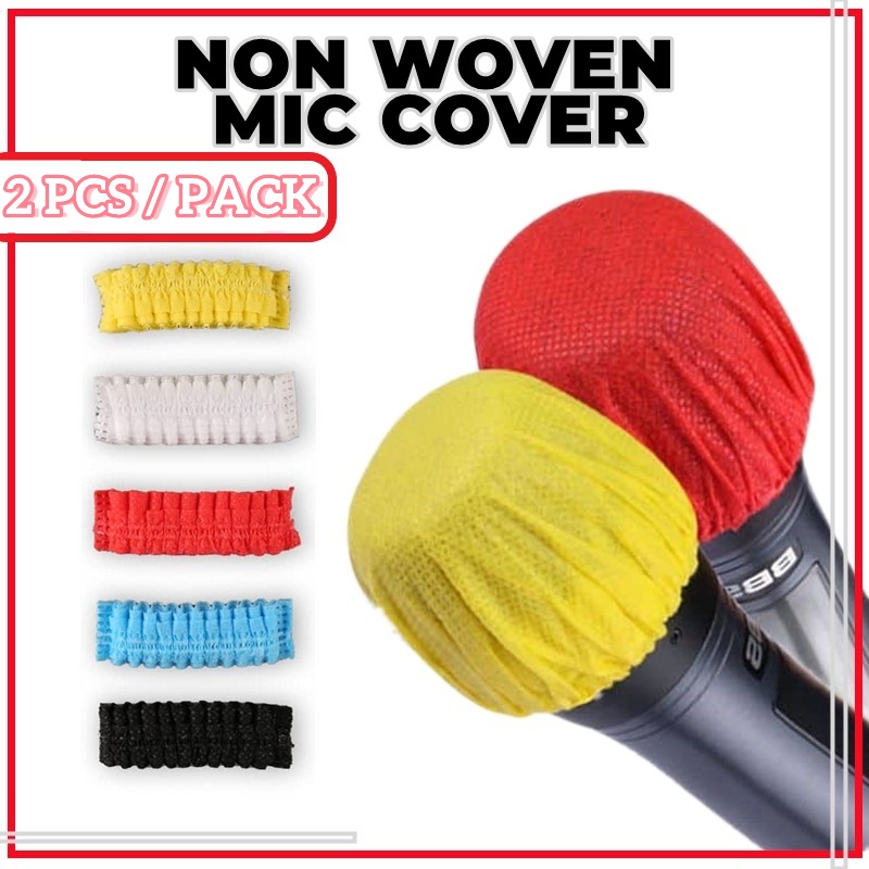 (1 PACK = 2 PCS) Disposable Microphone Cover Non Woven KTV Color Mic ...