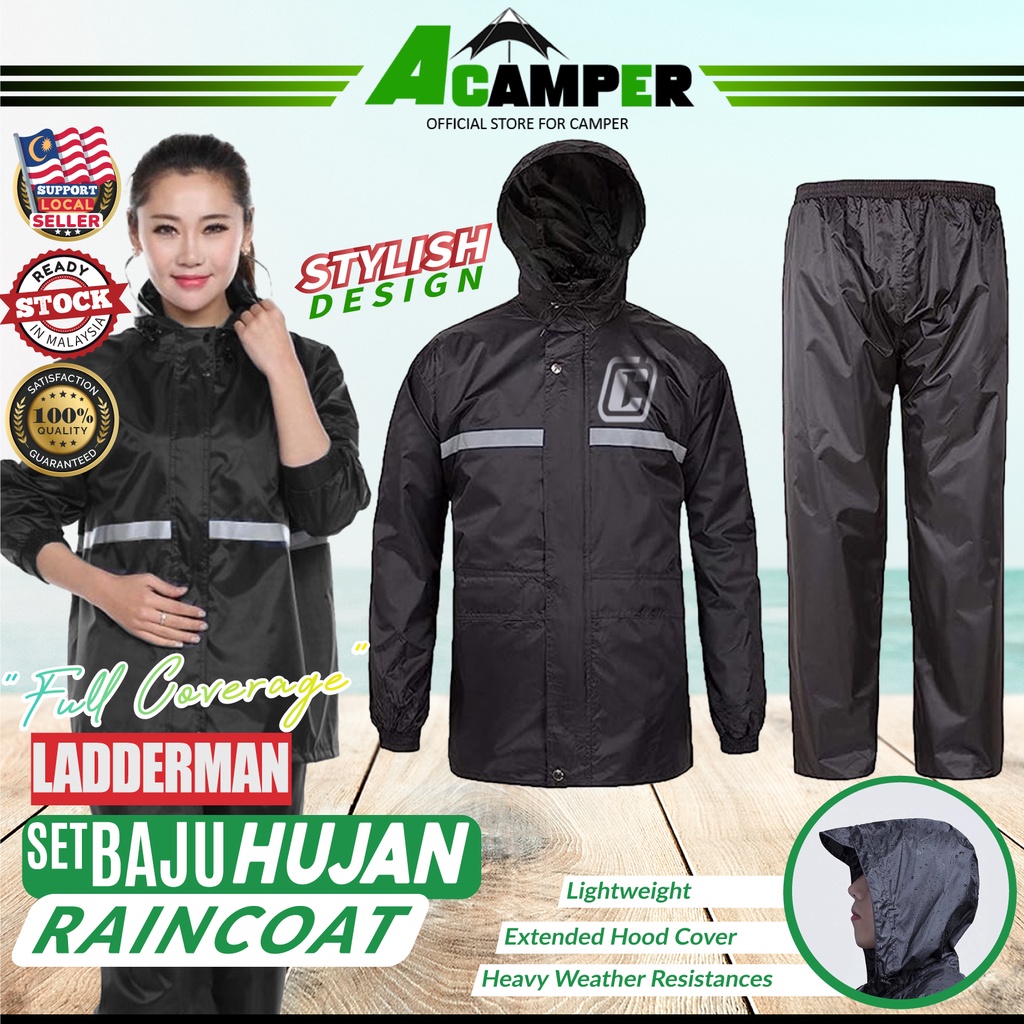 LADDERMAN Rain Coat Set Baju Hujan Motor Lelaki Perempuan Men Jaket ...