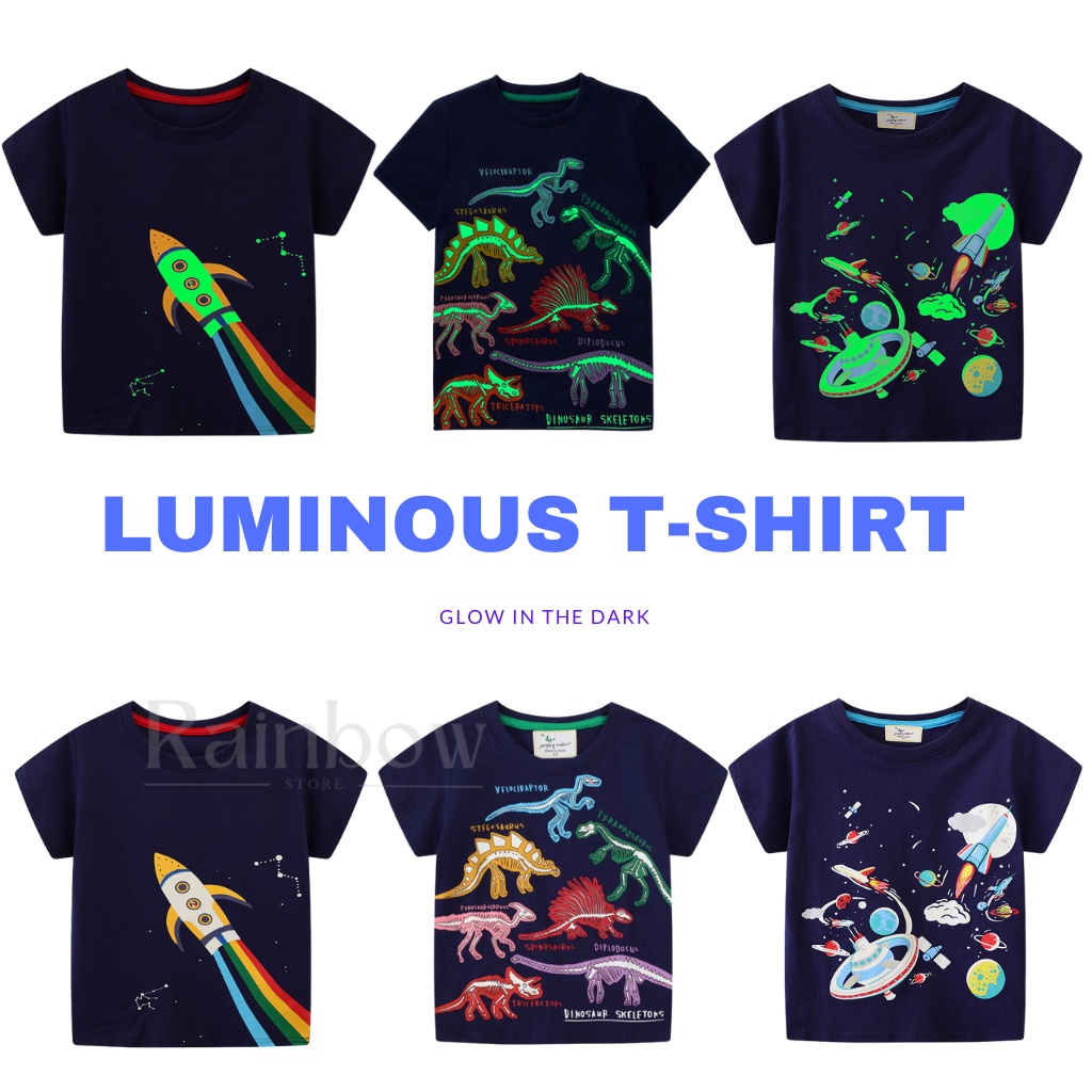 Kids T Shirts Luminous Dinosaur Boys T Shirt Summer Baby Children ...
