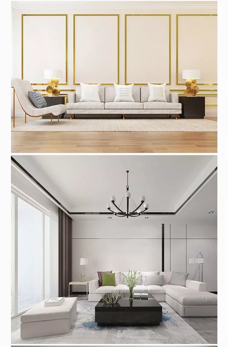 3M Stainless Steel Wall Line Stickers Metal Edge Furniture Mirror ...