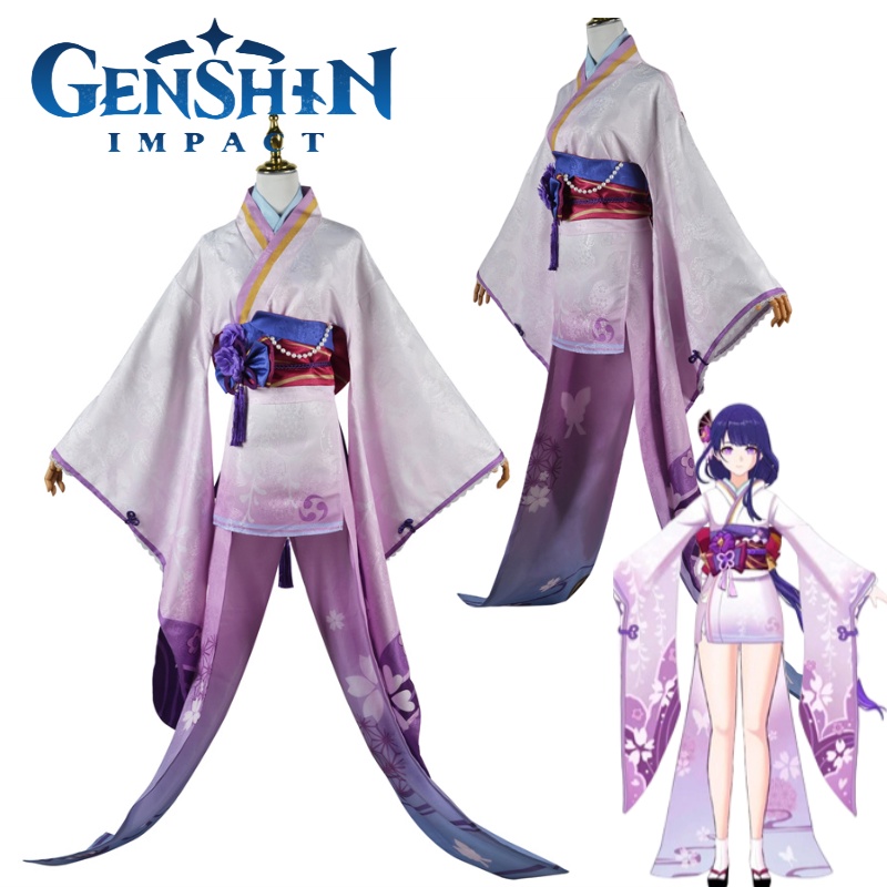 Genshin Raiden Ei Beelzebul Cosplay Costume Kimono Full Set Suits ...