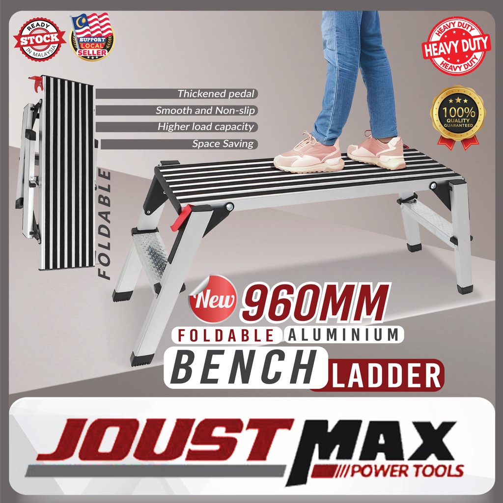 960MM Foldable Aluminium Bench Ladder Heavy Duty Bangku Tangga Lipat ...
