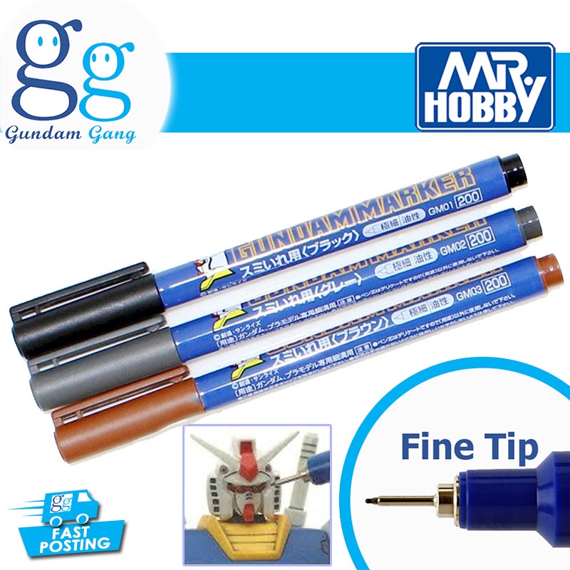 Mr. Hobby Gundam Marker GM01 GM02 GM03 Black Grey Brown Panel Line ...