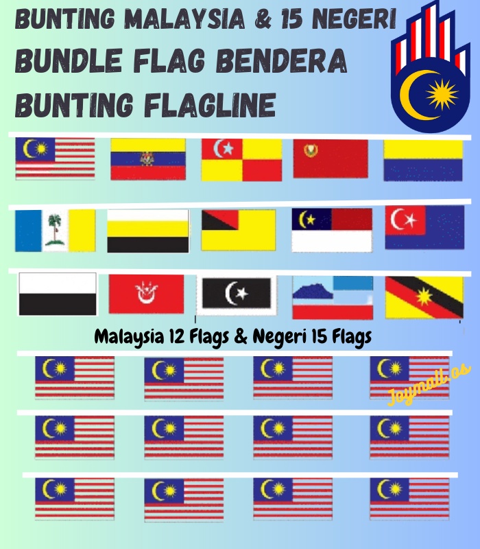 【Joymall.os】Flag Malaysia Bendera Malaysia Jalur Gemilang Bendera Negeri Bertali Flagline Bundle ...