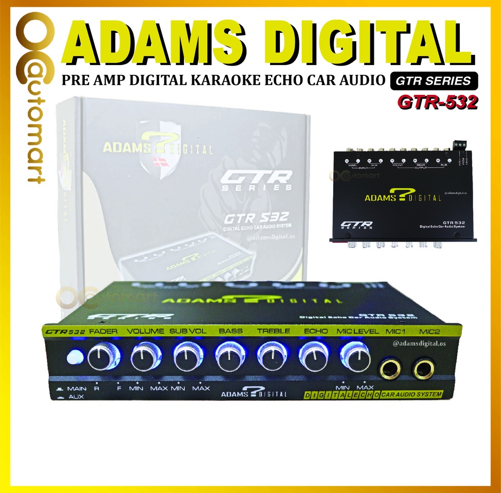 Adams Digital Pre Amp Digital Karaoke Echo Car Audio System Equalizer ...