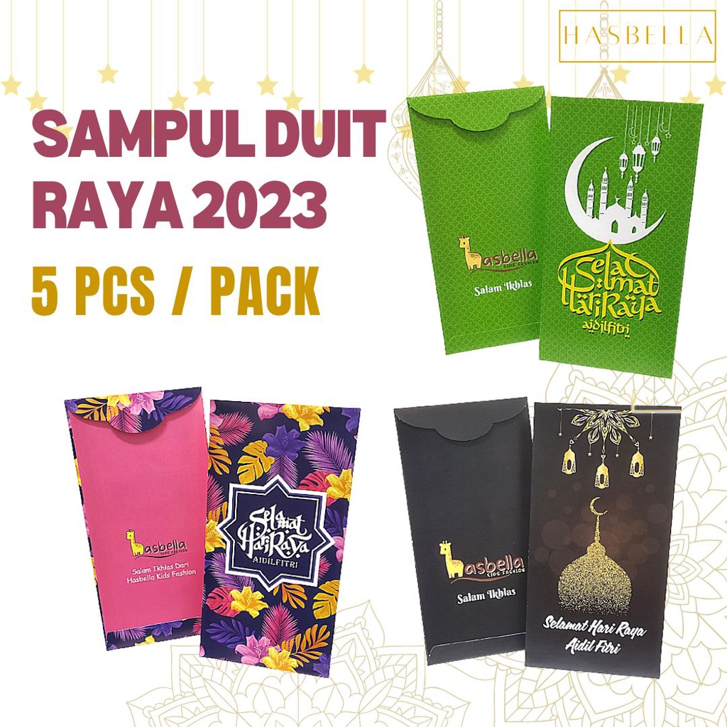 Sampul Duit Raya 2023 5pcs Pack Wang Aidilfitri Money Pocket Packet ...