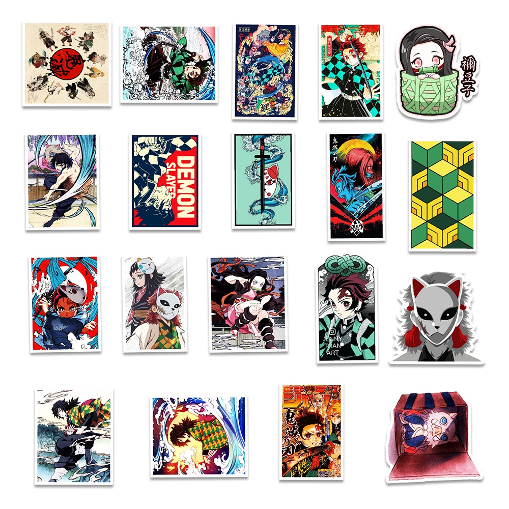 MUYA 50pcs Demon Slayer Japanese Anime Stickers for Kids Cartoon ...