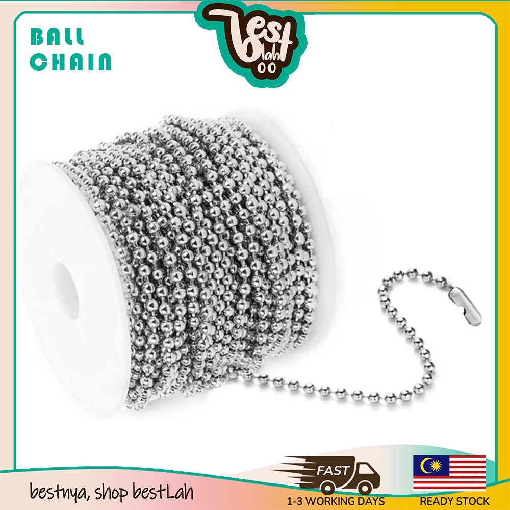 BESTLAHH Ball Bead Chain Metal Necklace Stainless Steel With Connector ...