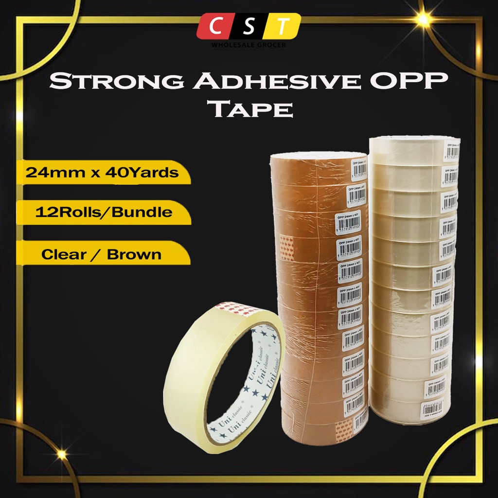 Strong Adhesive OPP Tape/Packing Material (24mmX40yards) 12 Rolls ...