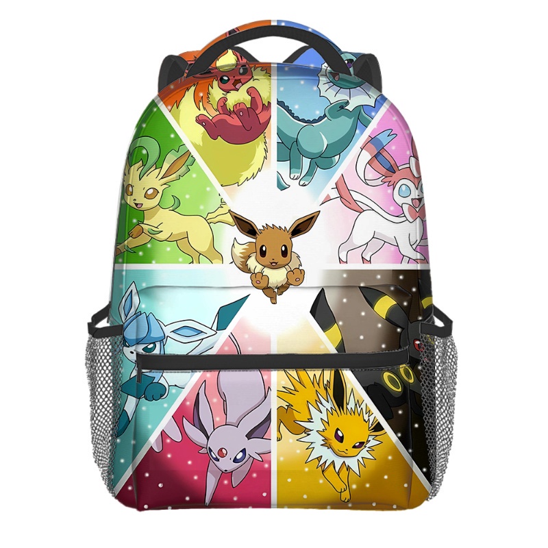 Pikachu Eevee Gengar Pokemon Boys Girl Student School Bag Cartoon Full ...