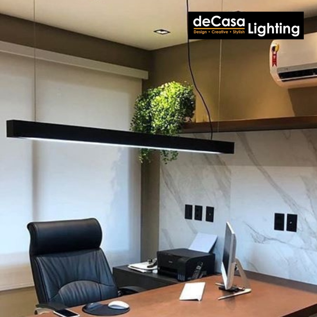 Decasa Office Pendant Light LED T8 Linear Light 4FT Black/White Dining ...