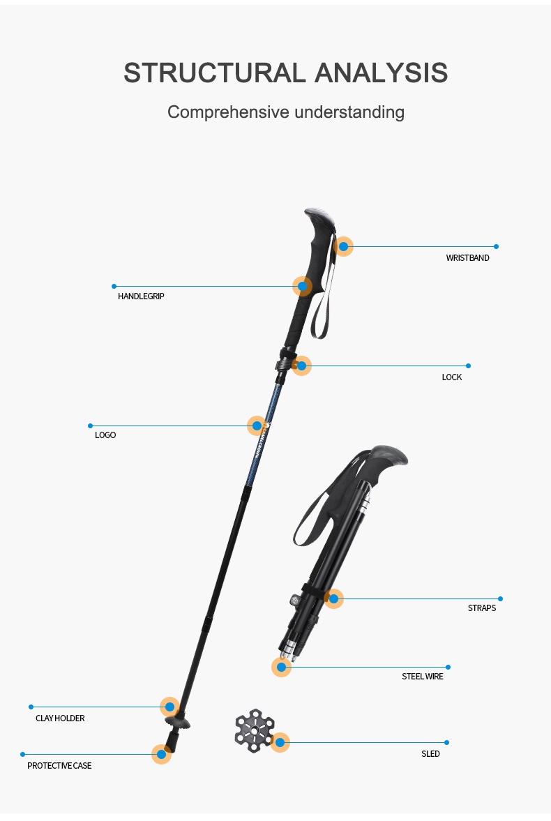 CAMEL CROWN Outdoor Carbon Climbing Rod Light Weight Hiking Equipment ...