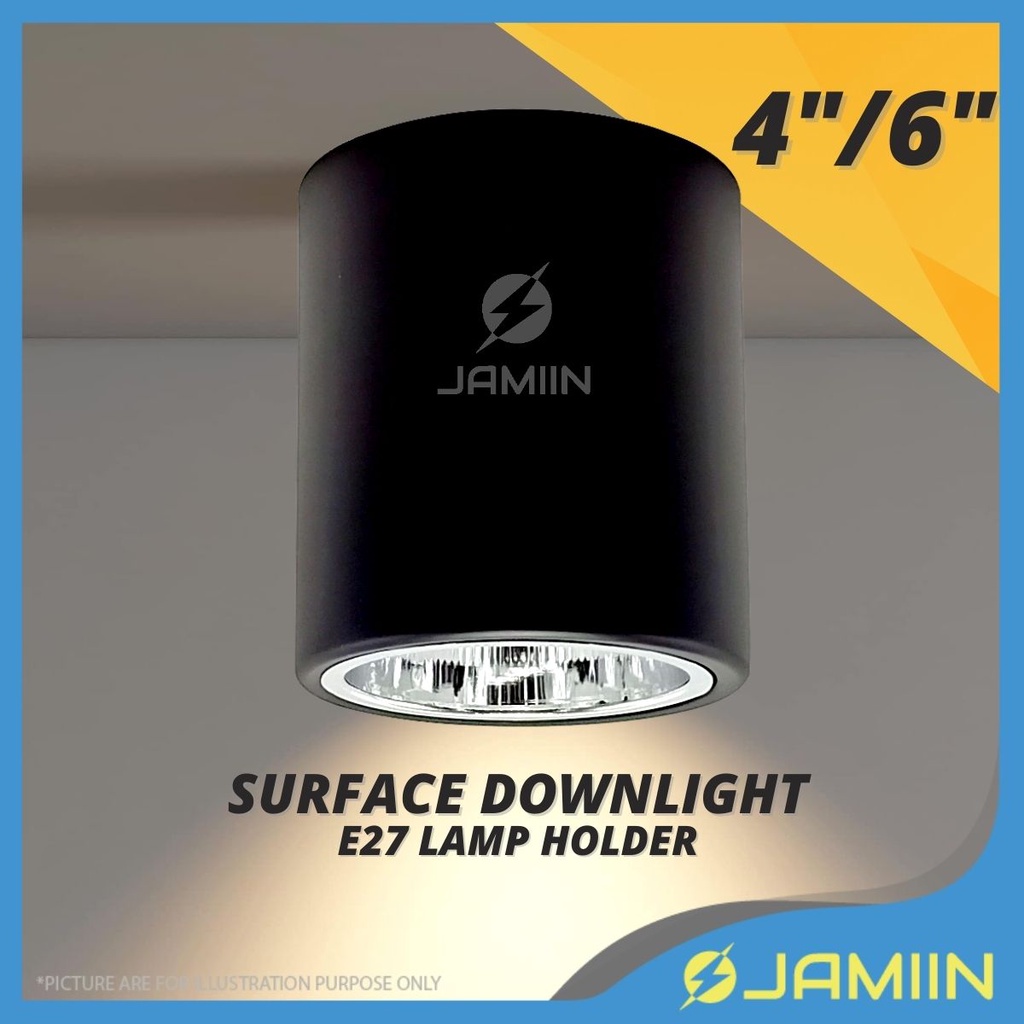 PRESTIGE 4" / 6" E27 Surface Mounted Downlight Flush Mount Casing ...