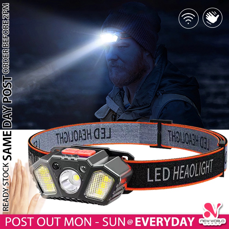 𝗪𝗔𝗩𝗘 𝗦𝗘𝗡𝗦𝗢𝗥 》Rechargeable Camping LED Head Light Waterproof Outdoor ...