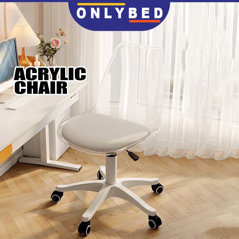 Nordic Acrylic Eames Chair with Wheels / Adjustable Typist Chair ...