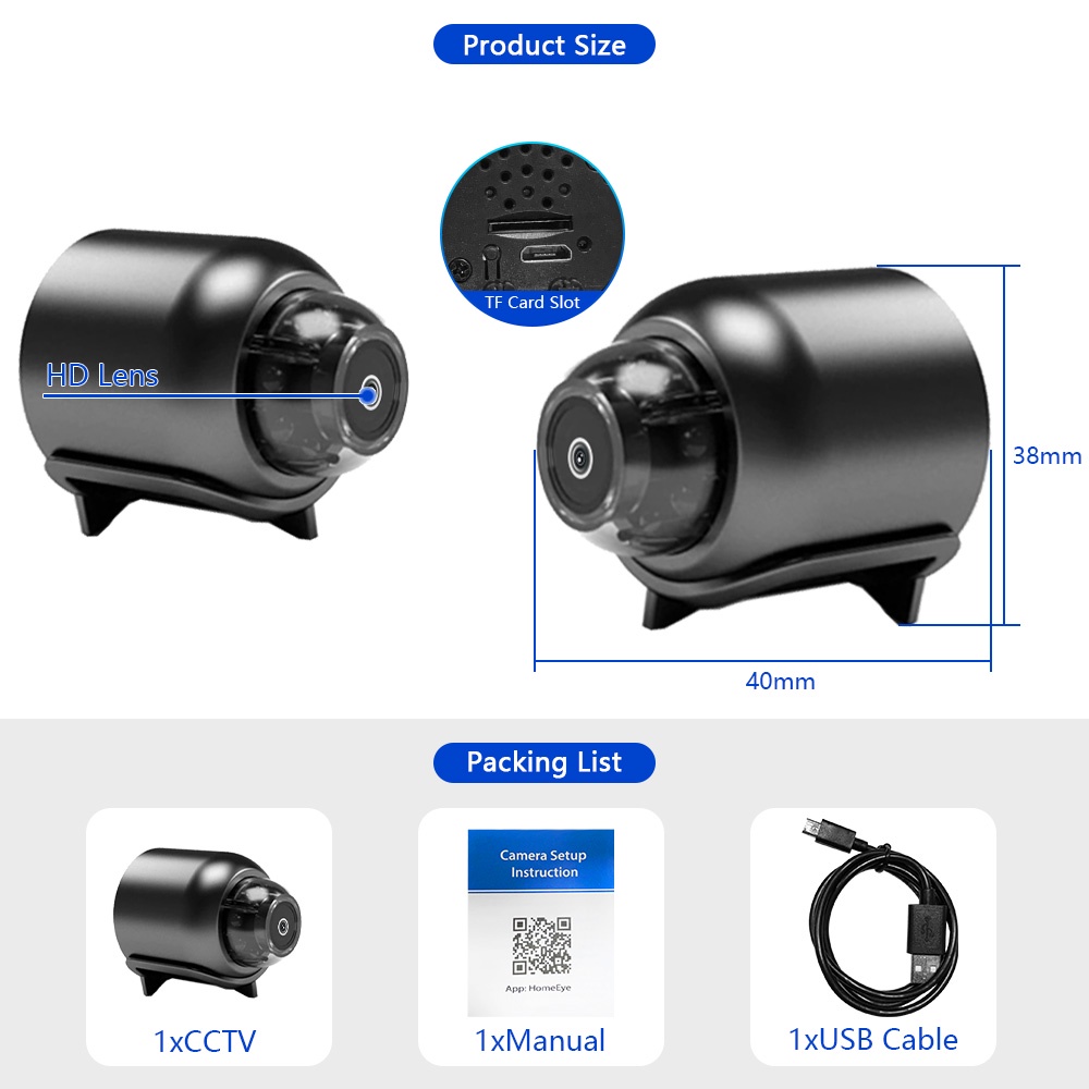 1080P Camera Hidden Super Mini CCTV Wireless 140 Degree Wide Angle WIFI ...