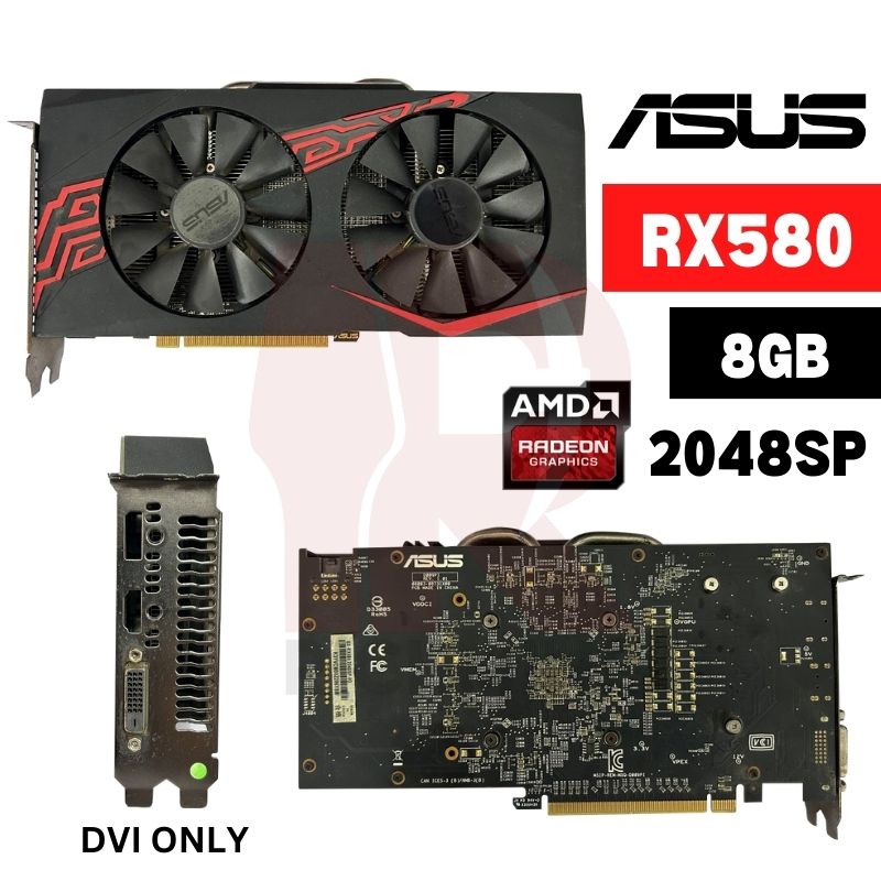 {Ready Stock} ASUS EX-RX580 2048SP 8GB Gaming GPU Desktop PC 8G AMD 580 ...