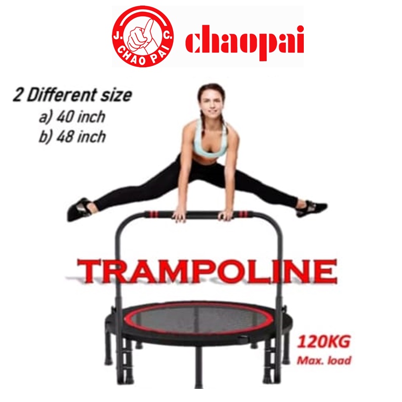 CHAOPAI 48 Inch Foldable Silent Fitness Trampoline Indoor Rebounder for Adults Outdoor Exercise ...
