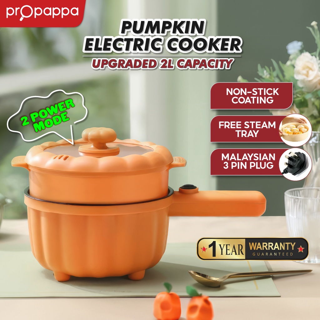 Propappa - 2L Pumpkin Electric Cooker With Steamer Non-Stick Fry ...