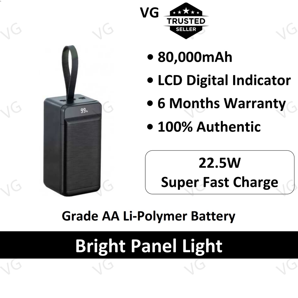 [100% ORIGINAL XO] XO PR160 Large Powerbank 80000mAh Fast charging 22.5W with LED light | Shopee ...