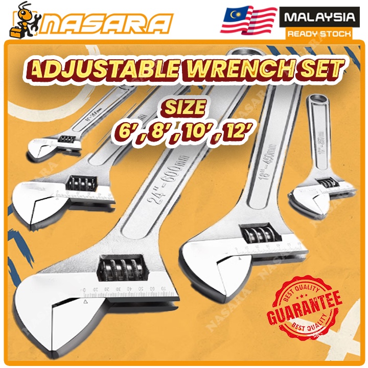 Nasara 6 / 8 / 10 / 12 Inch Heavy Duty Adjustable Spanner Wrench ...