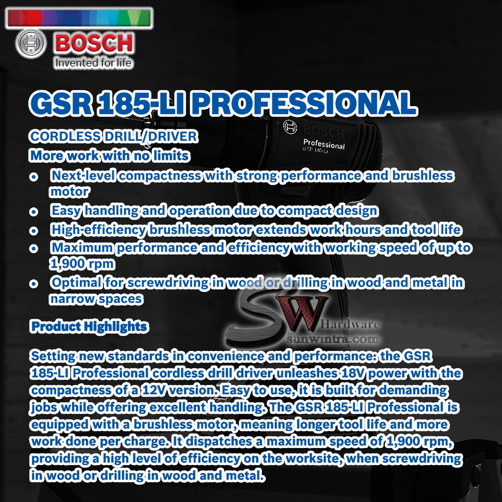 COMBO BOSCH GSR185 18V CORDLESS DRILL/DRIVER,33PCS X-LINE SET,**SOLO or ...