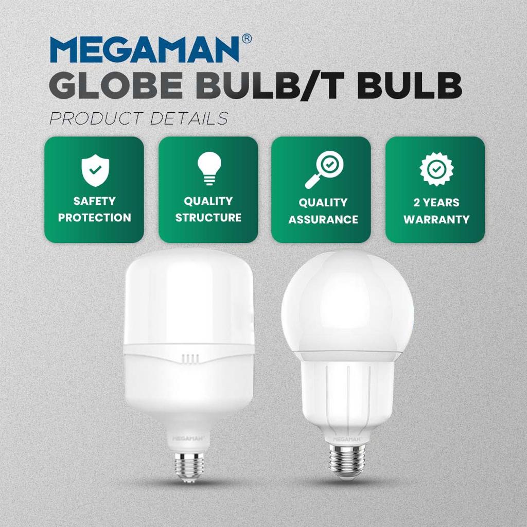 MEGAMAN 20W GLOBE BULB/30W T BULB E27 LED LIGHT BULB | Shopee Malaysia