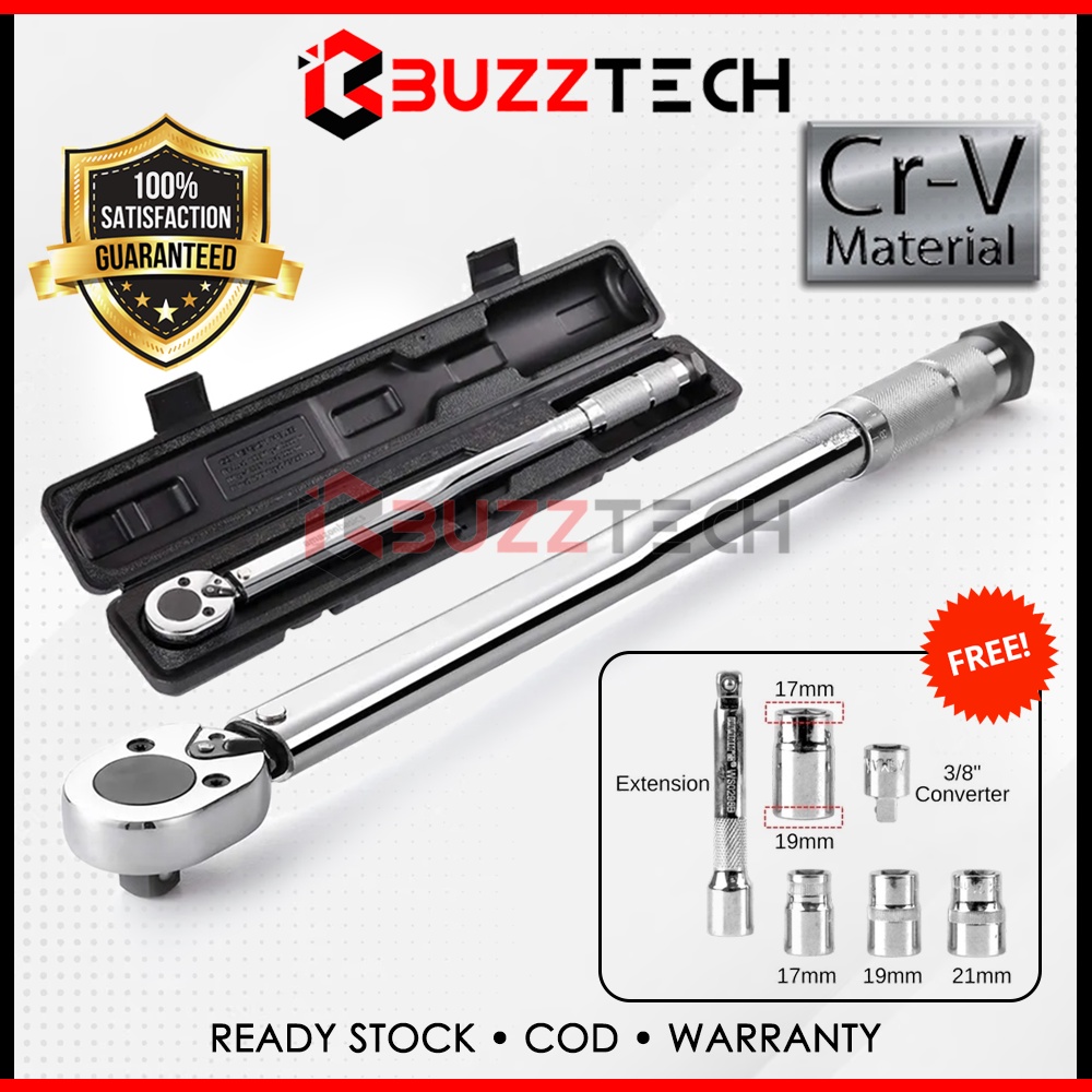 BuzzTech 1/2" 1/4" Driver Click Adjustable Micrometer Torque Wrench ...