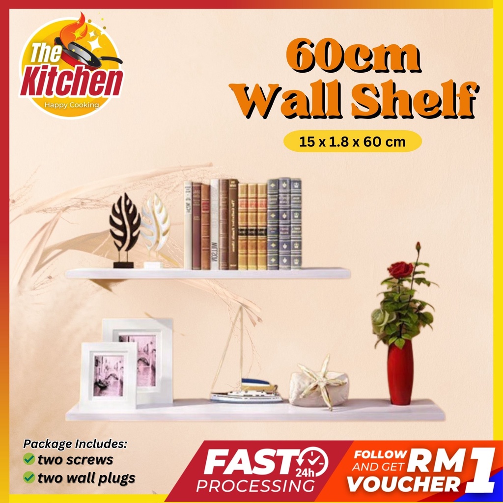 60cm Home Decor Rak Dinding Wall Mounted Shelf Floating Shelf For ...