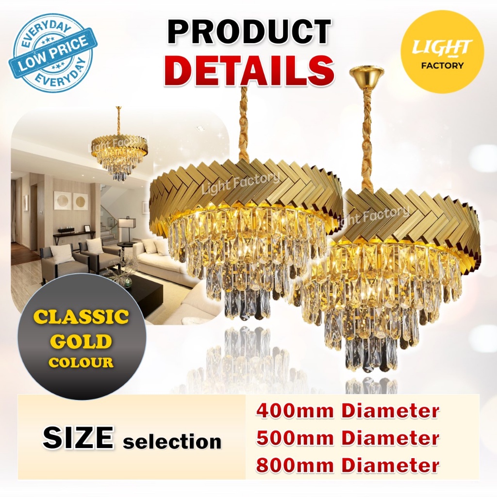 🔥LAMPU KRISTAL GANTUNG🔥Modern Luxury Crystal Lamp Chandelier Pendant ...