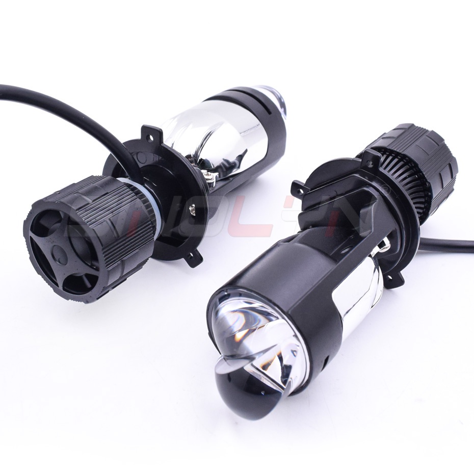 Plug And Play H4 Mini BI LED Projector Headlight Lens H4 HS1 Light 70W Dual Lens High Low Beam ...