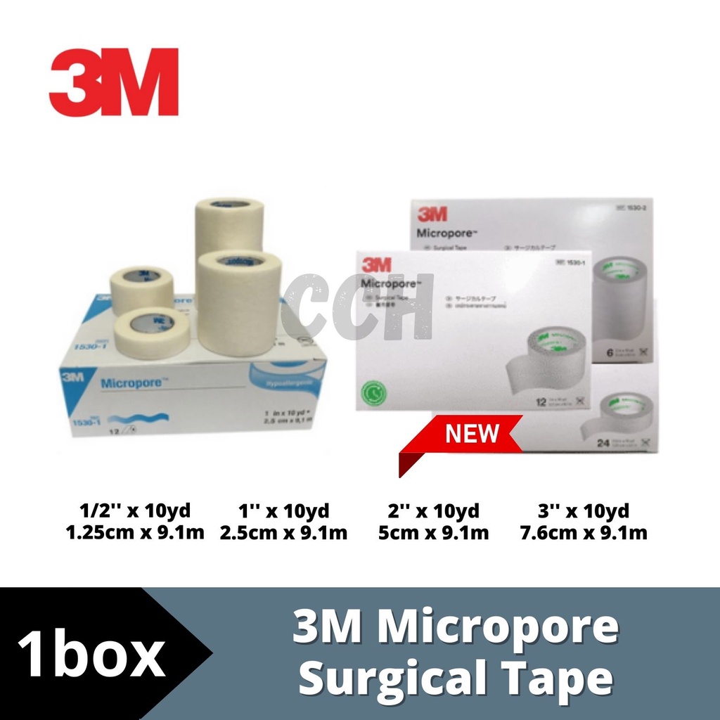3M Micropore Surgical Tape PER BOX (Without Dispenser) Size [1/2 inch ...