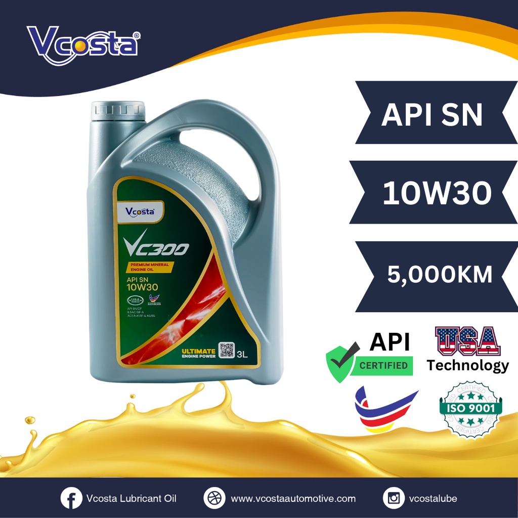 Vcosta API SN PLUS /CF Premium Mineral Engine Oil 10W-30 3Litre ...