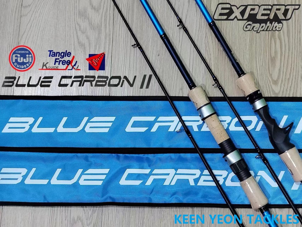 EXPERT GRAPHITE BLUE CARBON II FISHING ROD ( SPINNING/ BAITCASTING ...